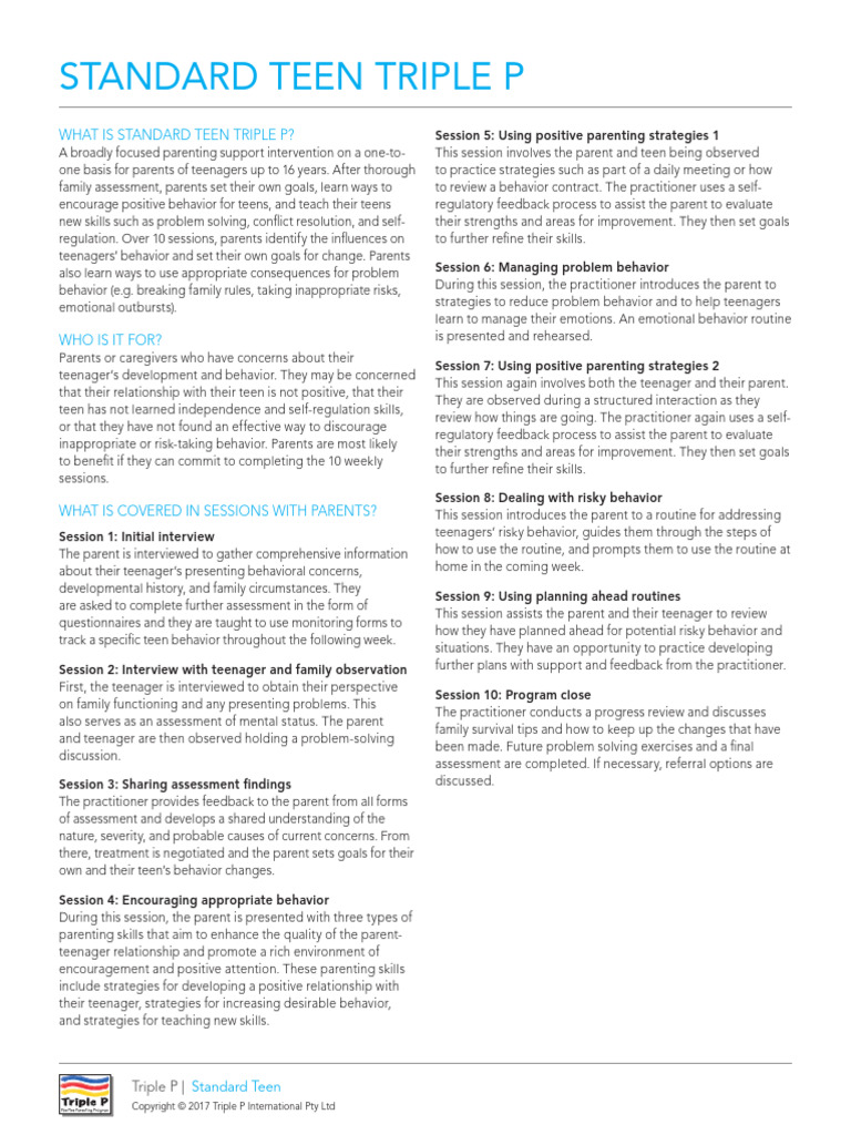 ENG Standard Teen Triple P LTR | PDF | Adolescence | Parenting
