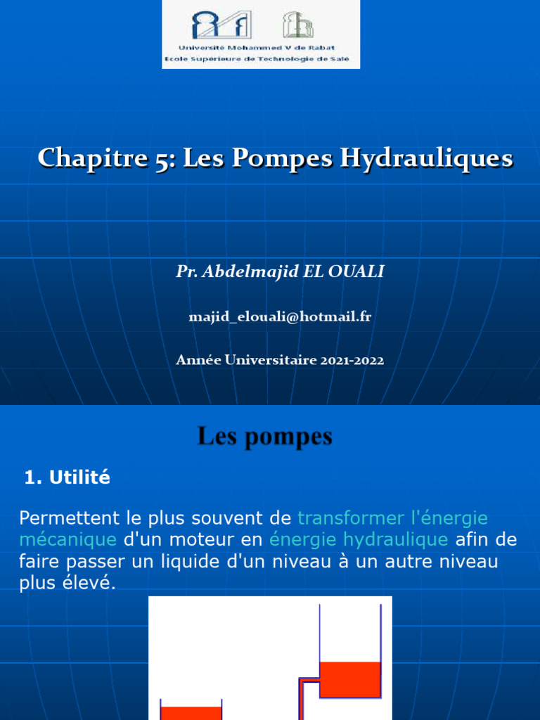 CH5 Les Pompes - ETE1 - PR EL OUALI Abdelmajid | PDF
