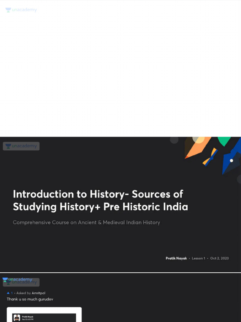 Introduction To History Sources of Studying History Pre Historic India ...