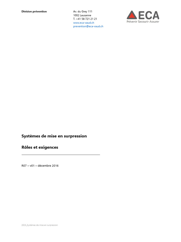 Systeme de Mise en Surpression Roles Et Exigences | PDF