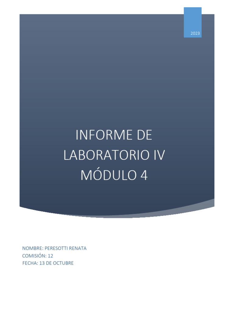 INFORME MODULO 4 - Peresotti | PDF