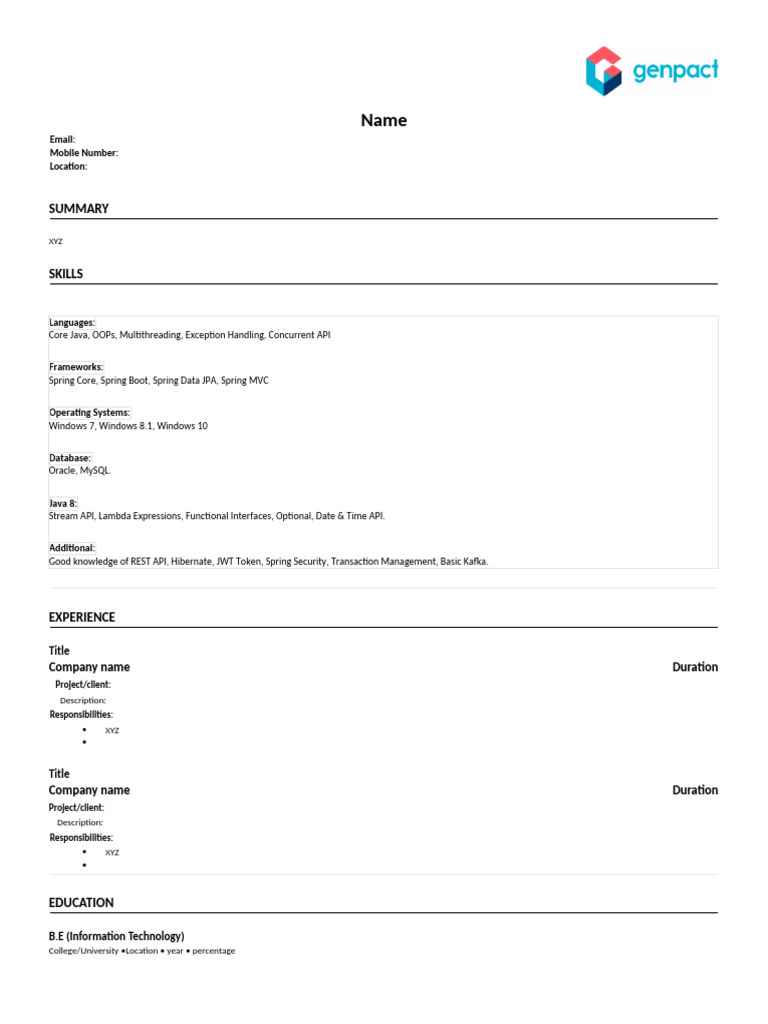 Profile Format | PDF