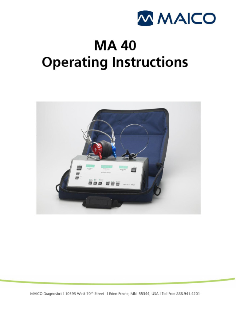 MA 40 Portable Audiometer Manual | PDF | Headphones | Home & Garden
