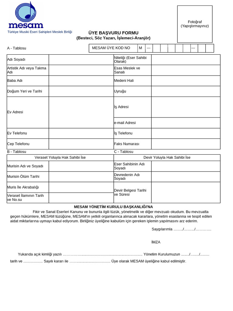 Uye Basvuru Formu | PDF