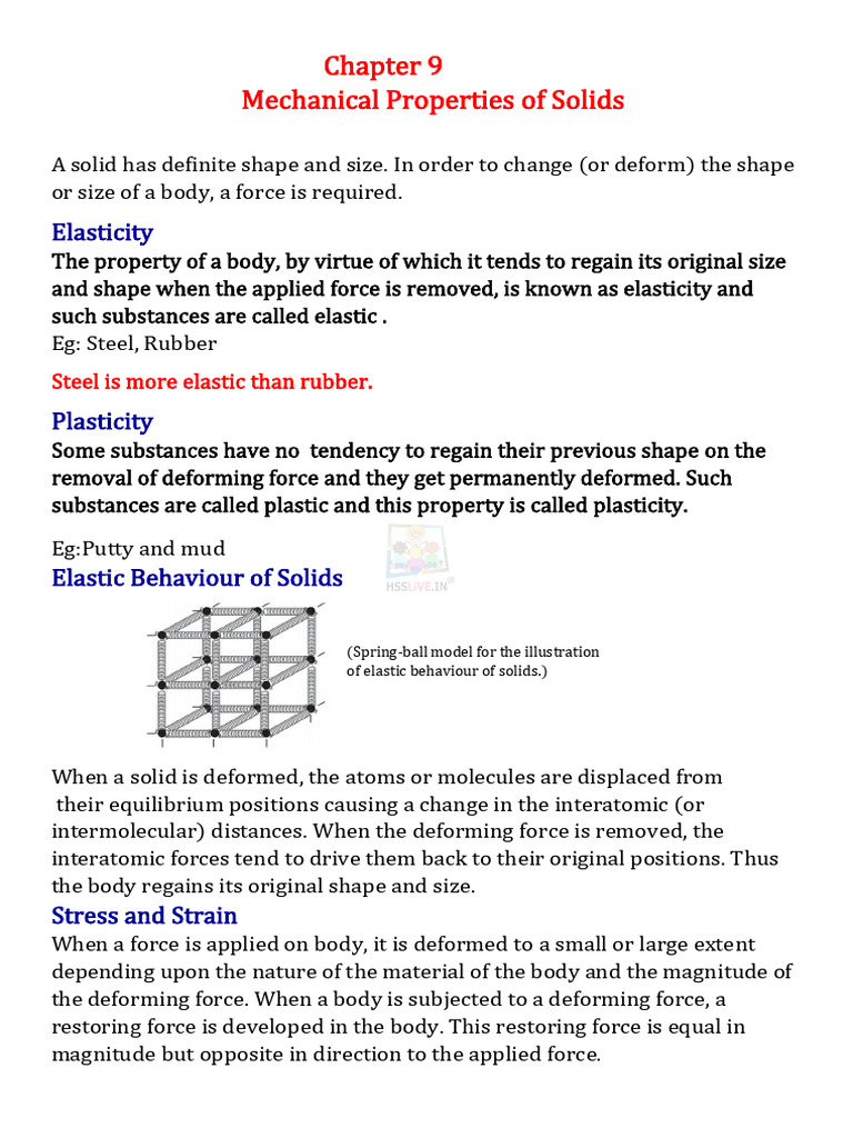 Hsslive Physics Plus One Chapter9 | PDF