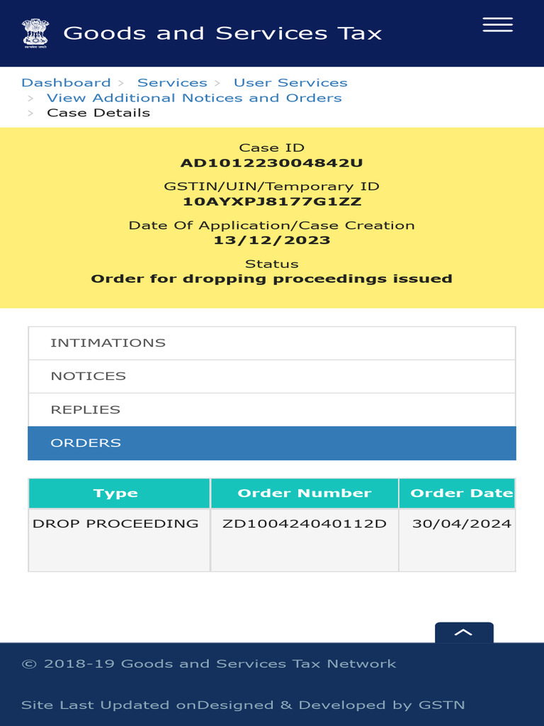 Goods & Service Tax (GST) User Dashboard | PDF