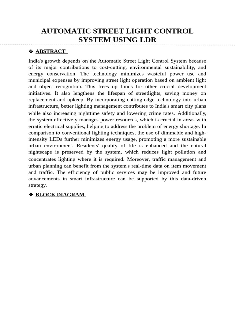 CT-021 Automatic Street Light Control System Using LDR | PDF