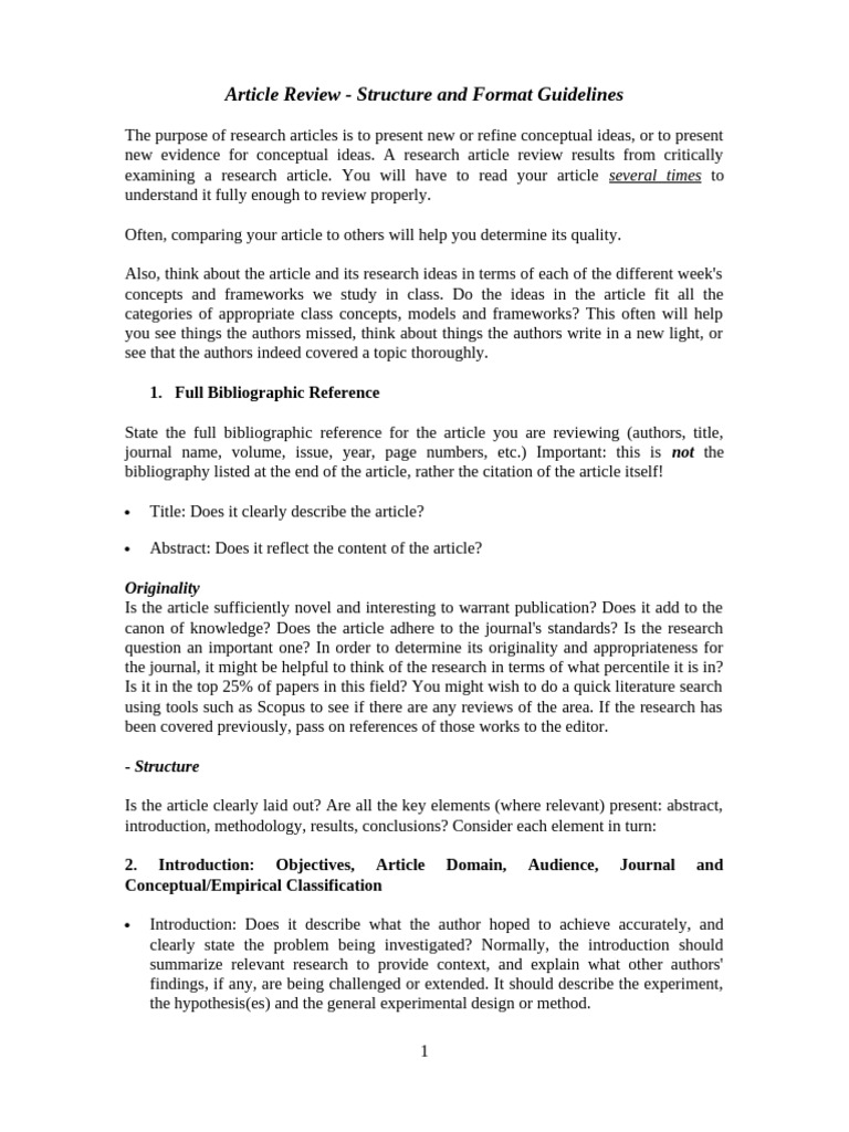 Article Review Format | PDF