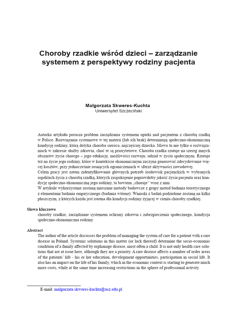 03 07 M Skweres-Kuchta Choroby Rzadkie Wsrod Dzieci Zarzadzanie ...