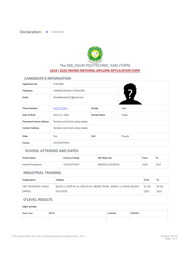 TOPS .-- My Application - Application Preview Portal | PDF