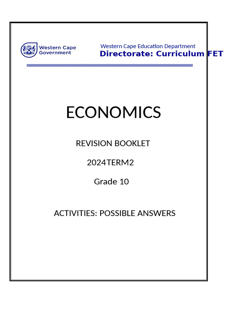 Grade 10 Economics Term 2 Revision Guide | PDF | Perfect Competition ...