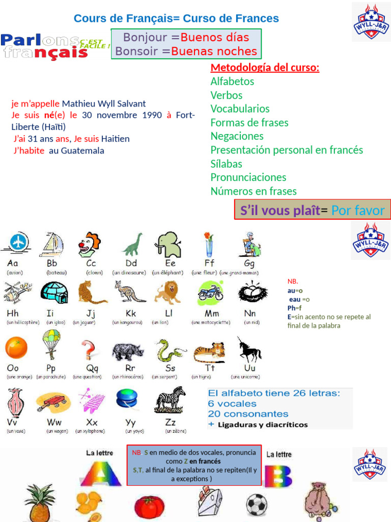 Classe # 1 Intoduction Francais | PDF