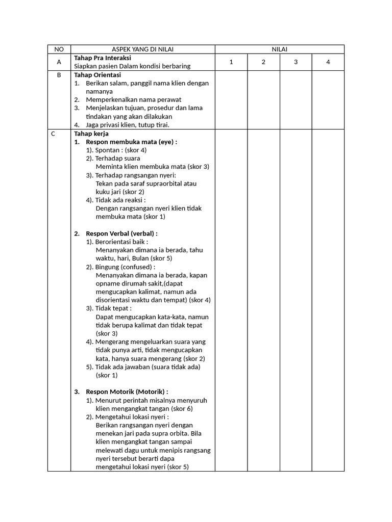 Daftar Tilik Gcs | PDF