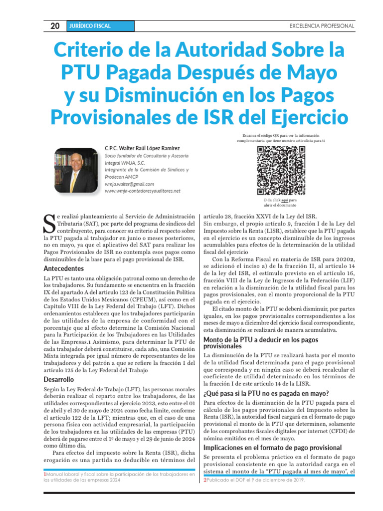 10 Revista 295 Amcp Octubre 2024 - Ptu y PP Isr | PDF