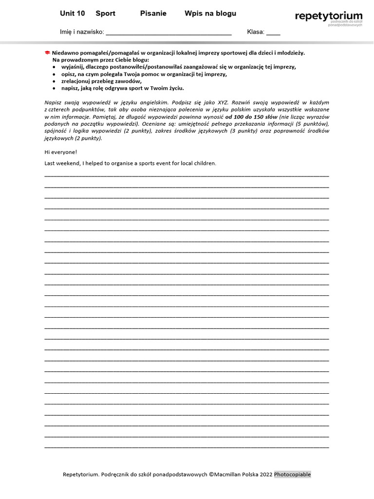 U10 Pisanie PP | PDF