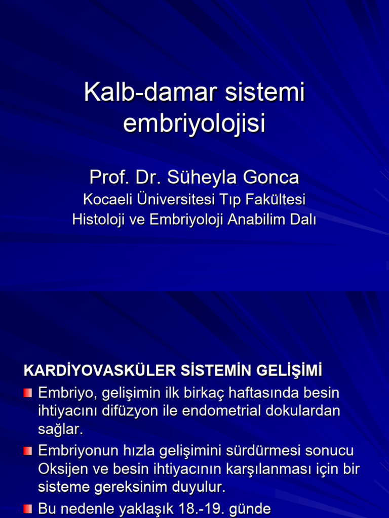 01-) Kalp Damar Sistemi Embriyolojisi | PDF