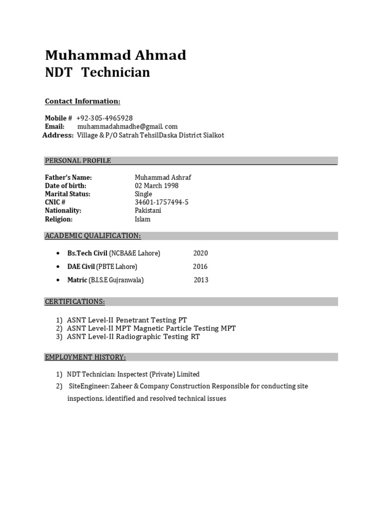 Muhammad Ahmad CV | PDF