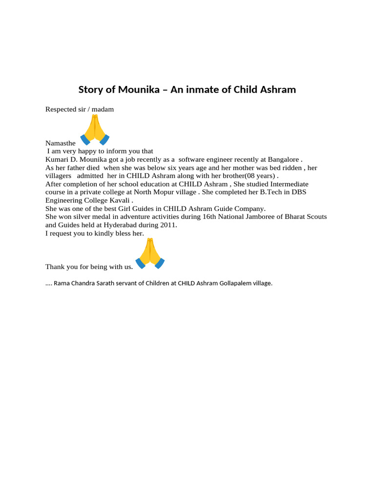 Story of Mounika | PDF
