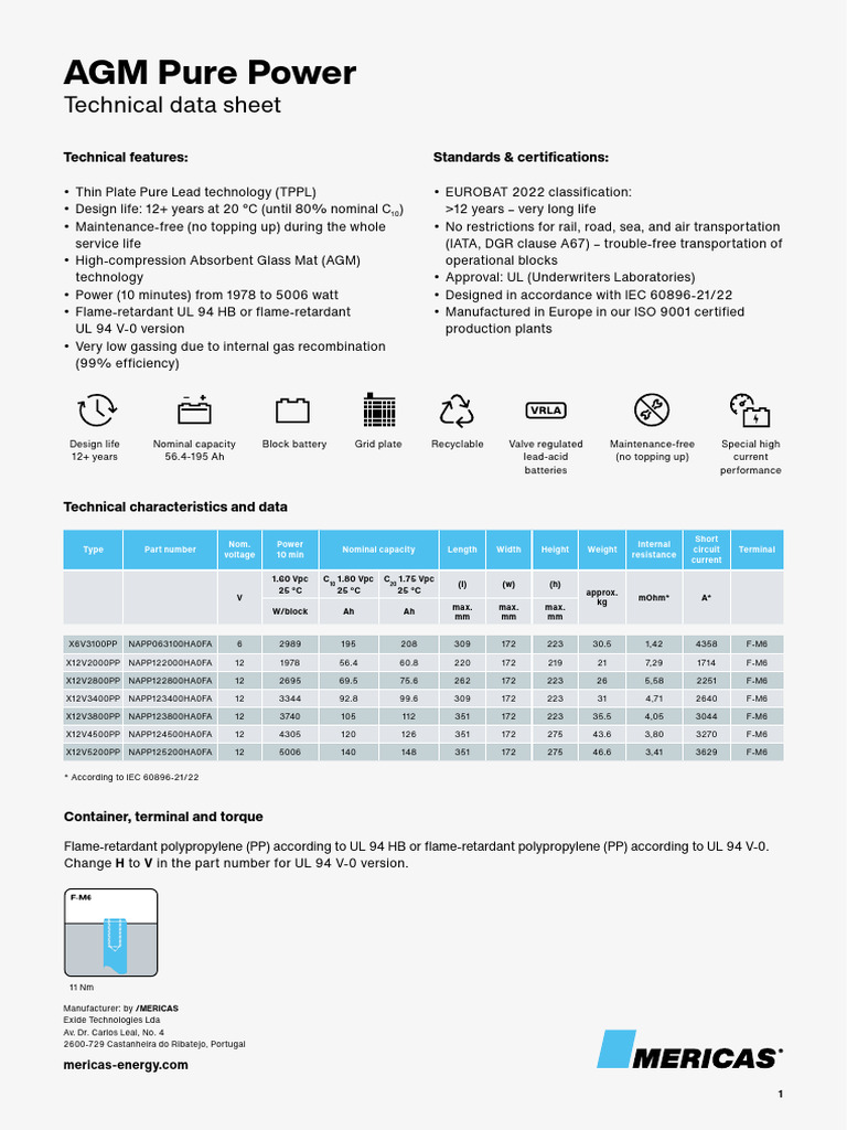 AGM Pure Power Datasheet EN | PDF