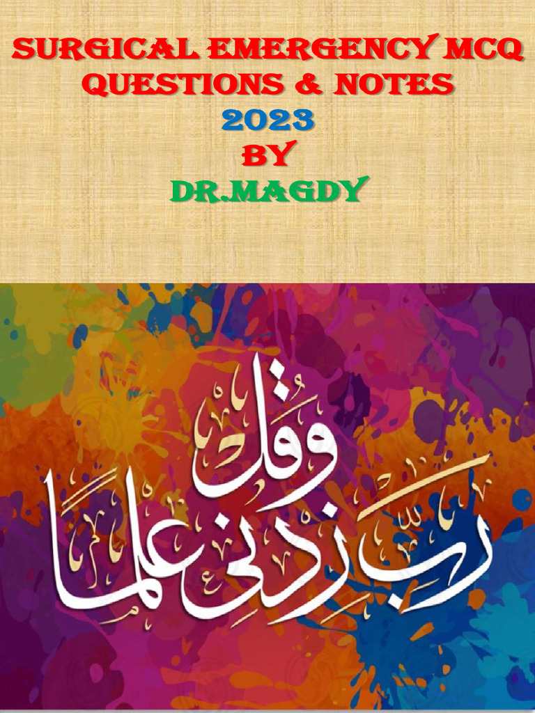 Surgical Emergency MCQ Qs&Notes by DR - Magdy | PDF