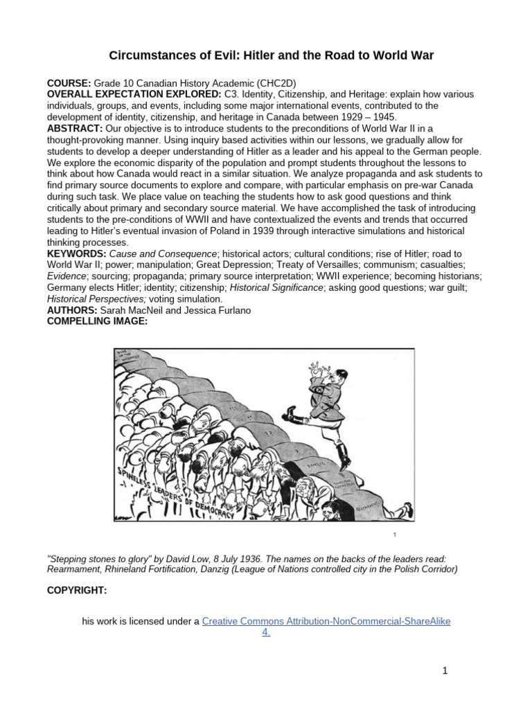 Circumstances of Evil Hitler Lessons | PDF