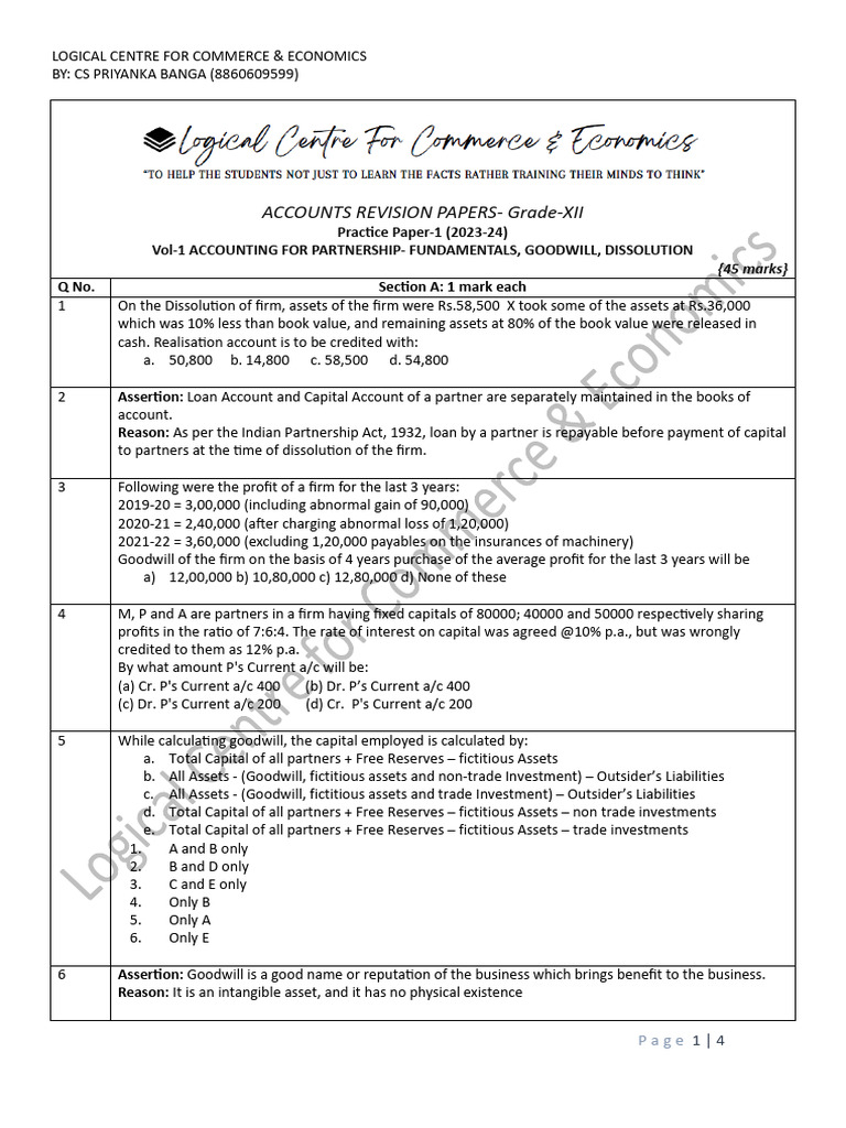 BOOK-1 Practice Paper 1 (2023-24) | PDF