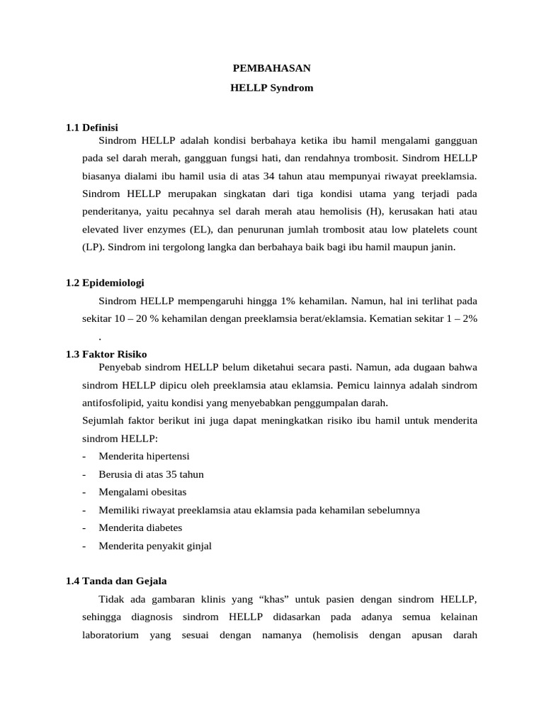 Pembahasan Hellp Syndrome Pdf