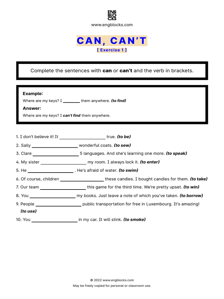 Can or Cant Exercise | PDF