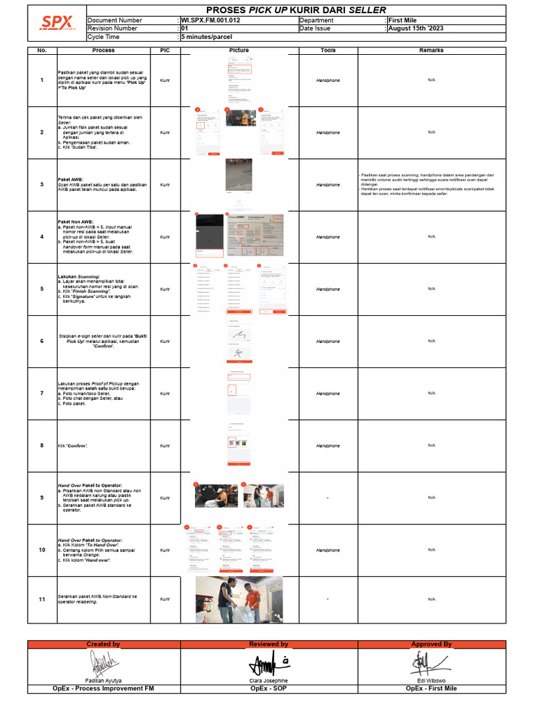 Proses Pick Up Kurir SPX | PDF