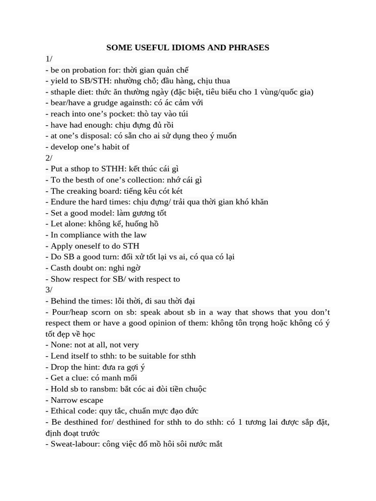 Some Useful Idioms and Phrases | PDF