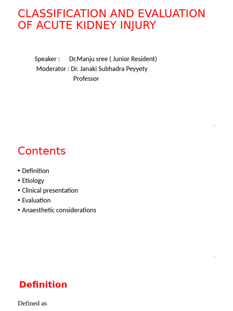 Classification and Evaluation of Acute Kidney Injury | PDF