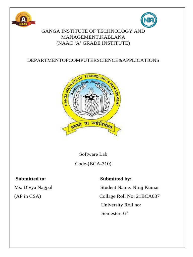 BCA 6th Sem Practical File | PDF