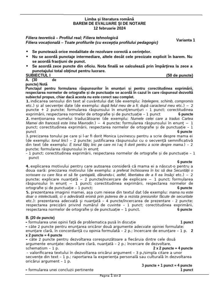 Barem NR 1 Bac Real Eu | PDF