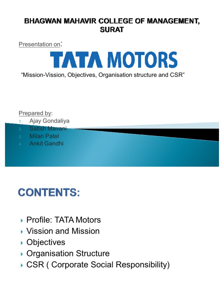 Tata Motors: Mission, Vision, and Structure | PDF