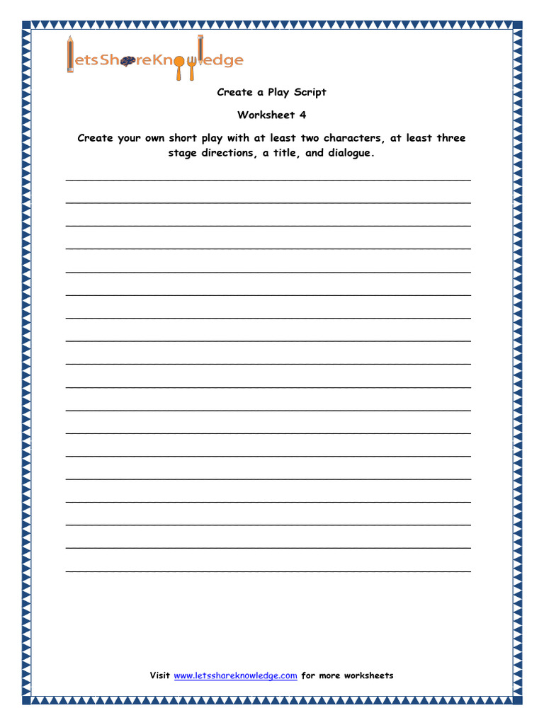 Play Script Grade 4 English Printable Worksheets w4 | PDF