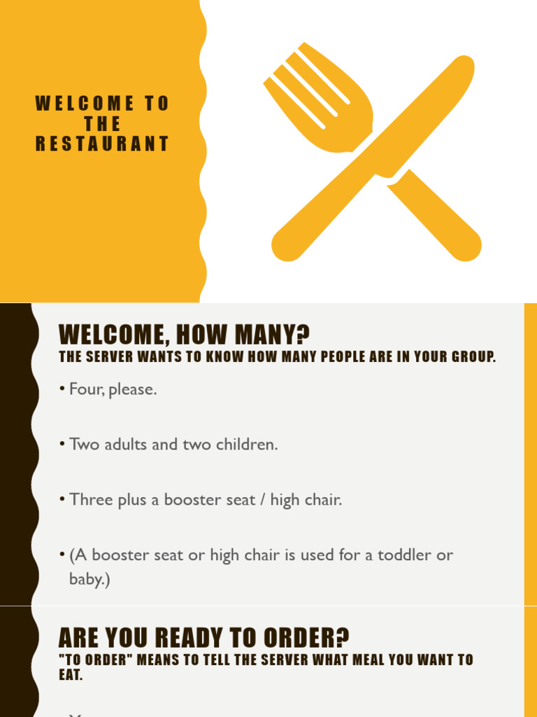 Welcome To The Restaurant | PDF | Meal | Cooking, Food & Wine