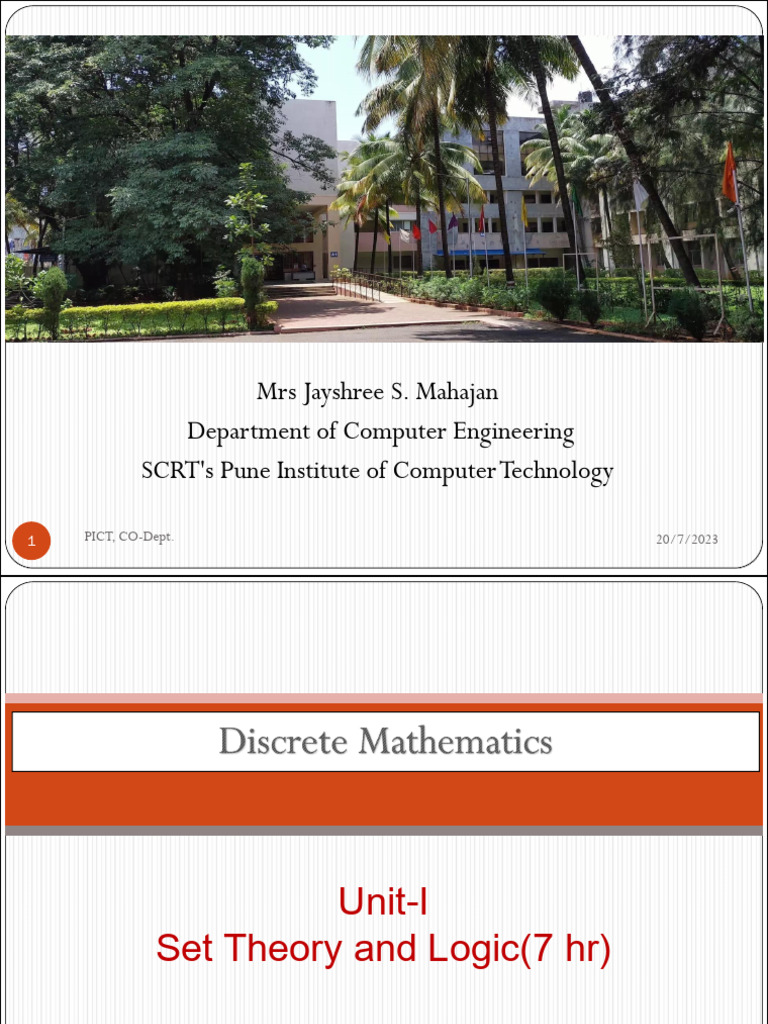 JSM - Unit I - Set Theory and Logic | PDF