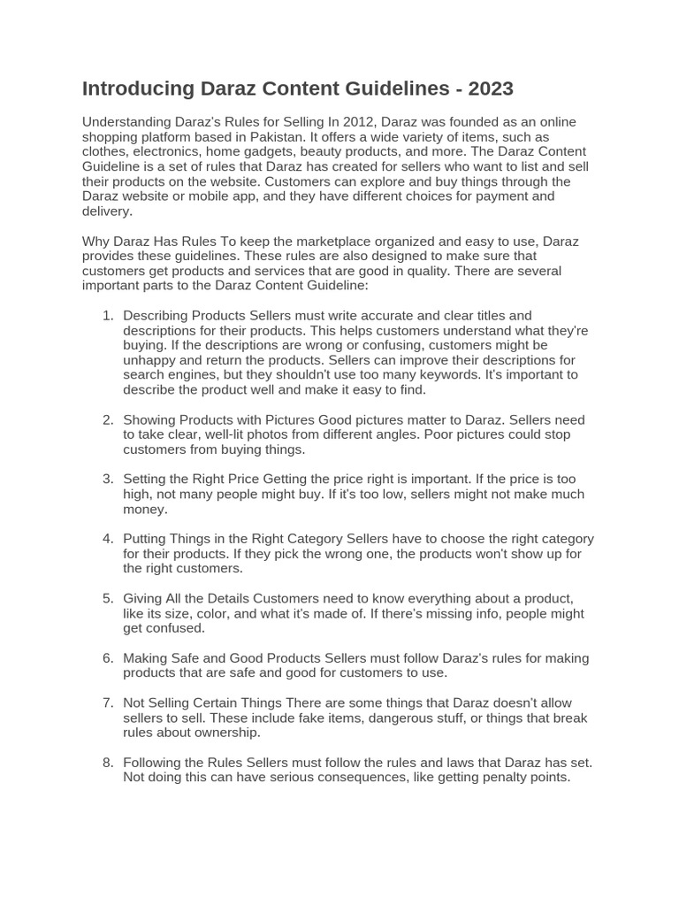 What is Daraz Content Guideline | PDF