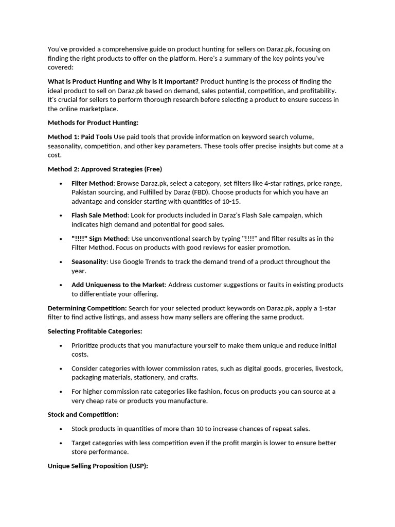 Product Hunting For Daraz | PDF