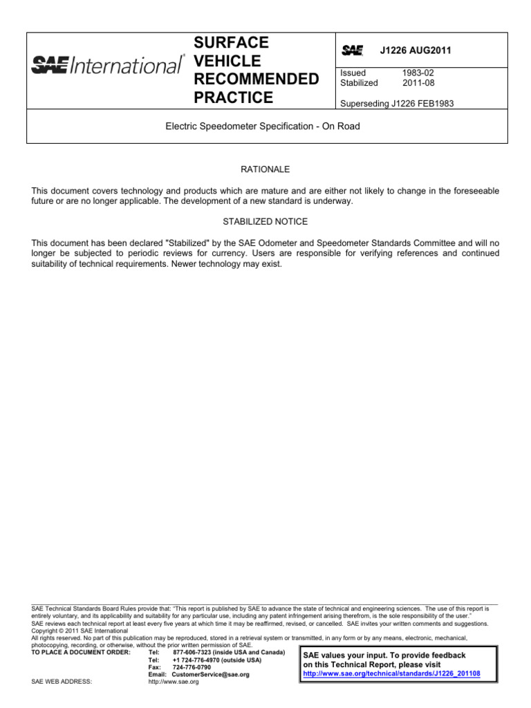 Sae J1226-2011 | PDF