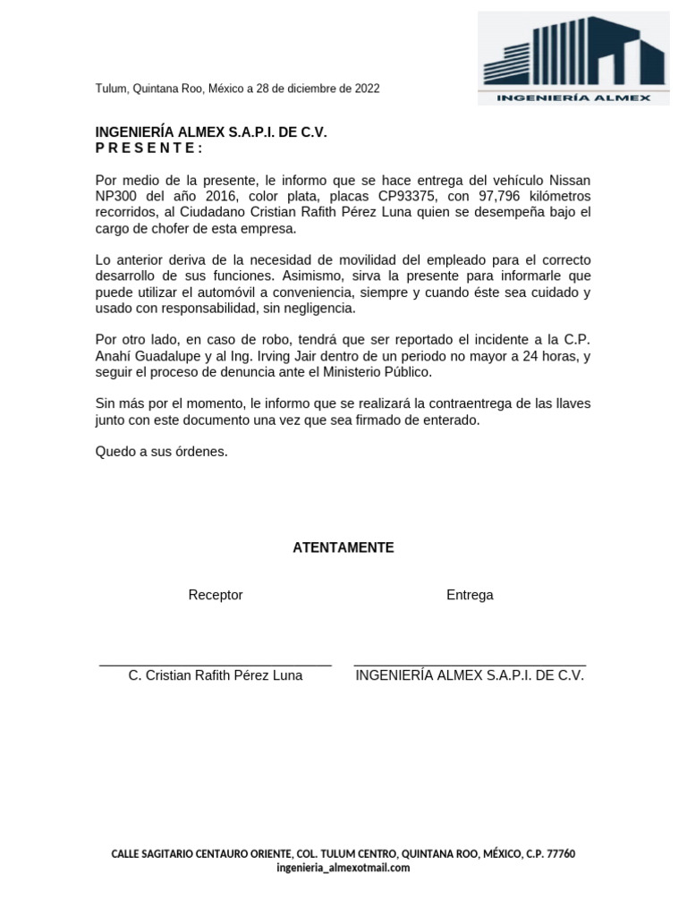 Oficio de Resguardo | PDF