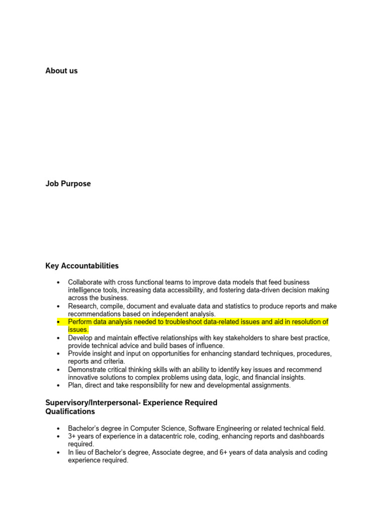 Senior Analyst Process and Performance Improvement | PDF | Critical Thinking | Data Analysis
