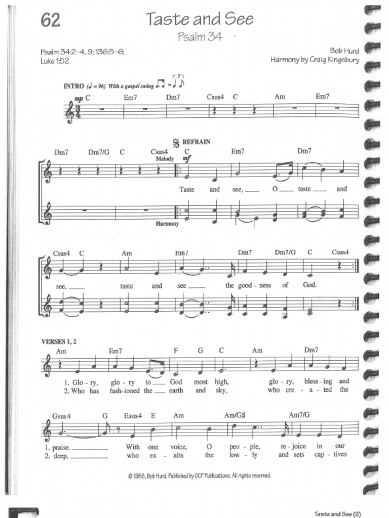 Psalm 34 Taste and See Hurd | PDF