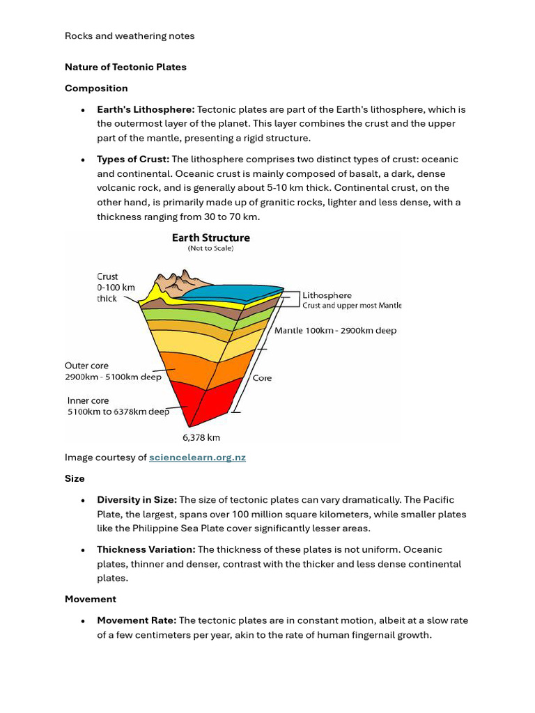 Rocks and Weathering Notes | PDF | Plate Tectonics | Science & Mathematics