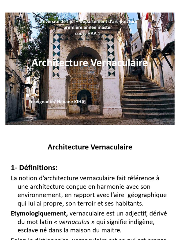 Cours Architecture Vernaculaire | PDF