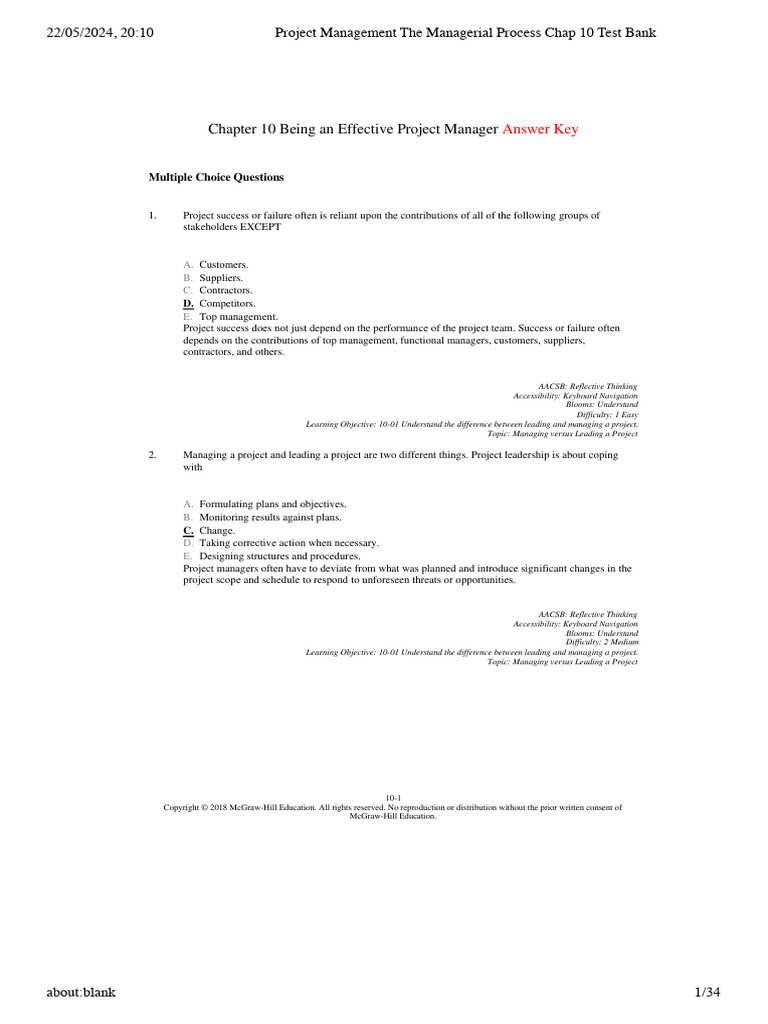 Project Management - Chapter 10 - Reviewer | PDF