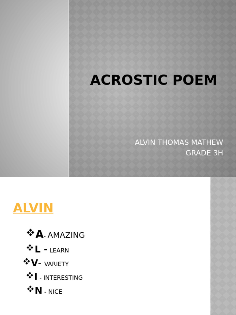 Acrostic Poem | PDF