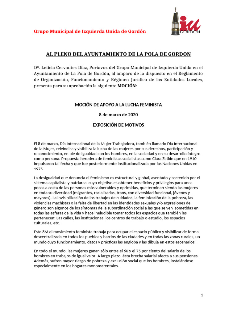Moción 8M | PDF