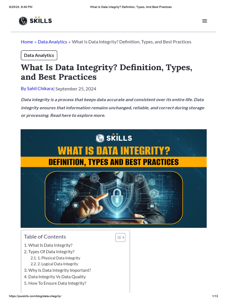 What Is Data Integrity | PDF