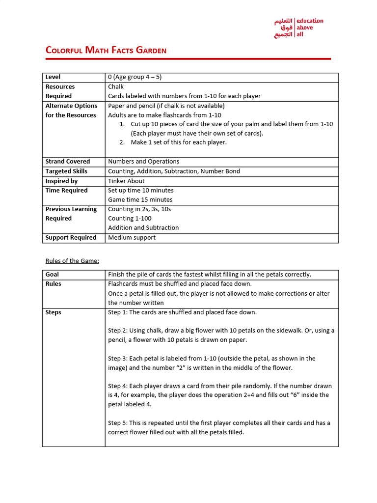 Colourful Math Garden | PDF